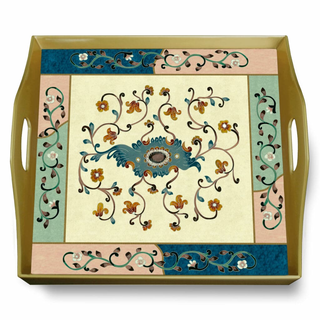 Personalized tray - Pastel Colors narrow strips with small flowers