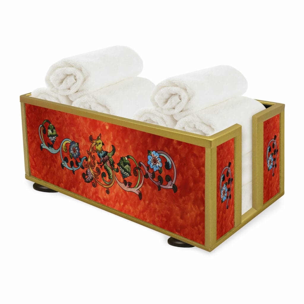 Unique glass towel box - Baroque Style Red Birds