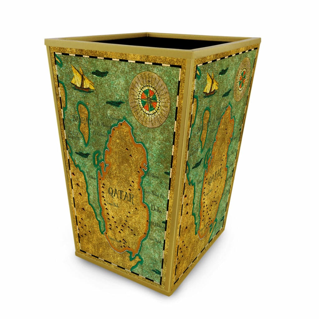 Rustic garbage can - Old Map Qatar Arab Sea